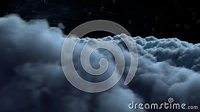 Flying Above the Cinematic Blue Night Clouds Background Loop Stock ...