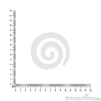 15 Cm Corner Ruler Scale. Measuring Tool Template With Centimeters And ...