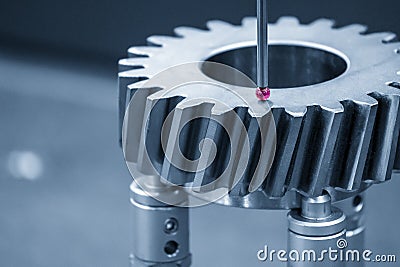 The CMM Machine Checking The Dimension The Bevel Gear Part . Royalty ...