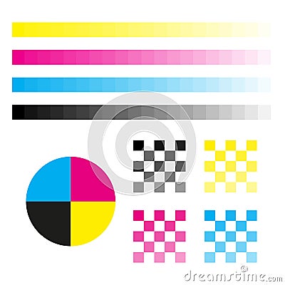 CMYK Color Chart. Gradient Bars And Checker Patterns. Vector ...