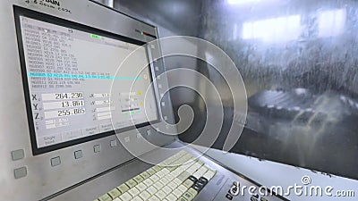 CNC Machine Monitor. Modern CNC Machine. CNC Machine Processes a Metal Part. Control Panel of ...