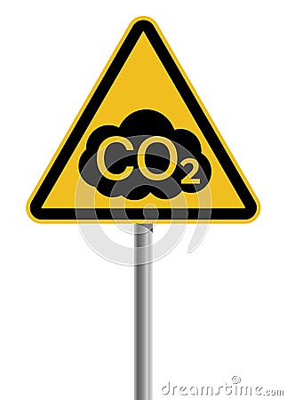 CO2 Pollution Warning Sign Yellow Black Cloud Symbol Cartoon Vector ...