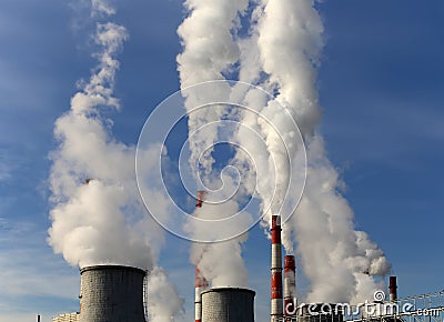 Coal Burning Power Plant With Smoke Stacks, Moscow, Russia Royalty-Free ...
