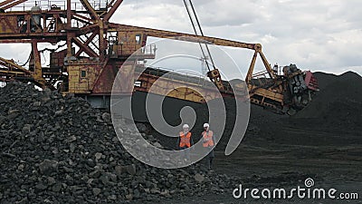 Coal Mining Open Pit Worker Man Stock Video - Video of coal, dump ...