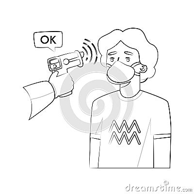 Body Temperature Checking Illustrator Template Cartoon Vector ...