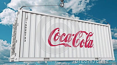 Coca-Cola Logo on a Container. Editorial Animation Stock Footage ...