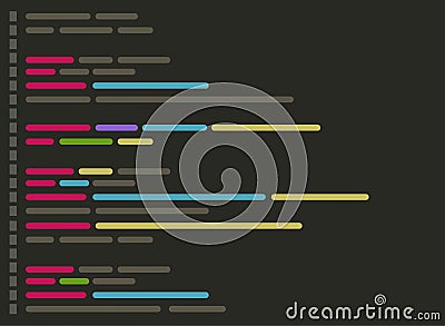 Code On Screen Vector Illustration, Flat Cartoon Coding Or Programming Script Text On Monitor ...