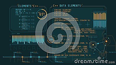 Coding and Infographics in the HUD Interface. Stock Video - Video of ...