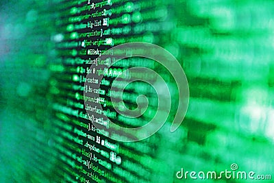 IT Coding On Monitor Screen. Developing Programming Binary Code. Binary Computer Code Background ...