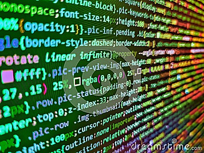 Coding In Object Oriented Programming. Blue Background Color, White Text Chars And Digits ...