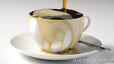 Coffee overflowing the cup stock footage. Video of density - 50033242