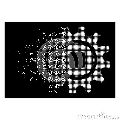 Bright Disappearing Pixelated Halftone Cog Icon Vector Illustration ...