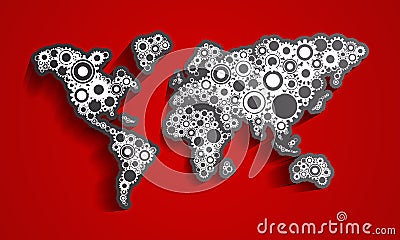 Cog Wheels World Map Vector Illustration | CartoonDealer.com #45472754