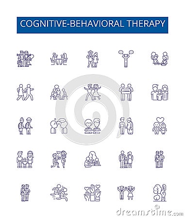 Cognitive-behavioral Therapy Line Icons Signs Set. Design Collection Of ...