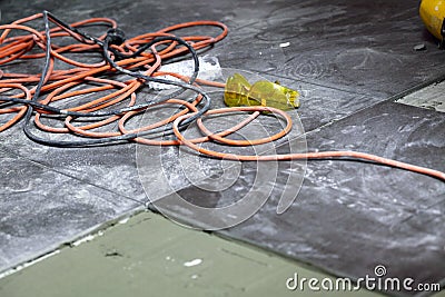 Coils Of Electrical Cable Lying On Floor Workplace Stock Images - Image ...