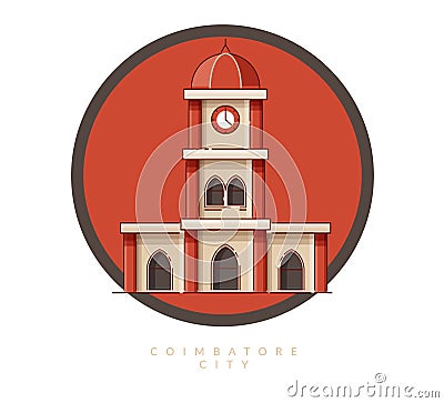 Coimbatore City - Clock Tower - Icon Illustration Stock Photo ...