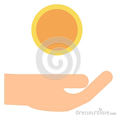 Coin Drop In Hand. Payment Or Salary Color Icon Cartoon Vector ...