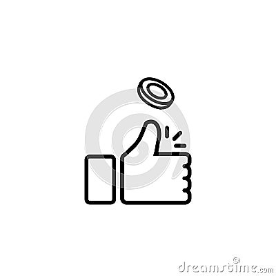 Coin Flipping Icon Line. Toss Or Flip A Coin Or Thumb Up On Isolated ...