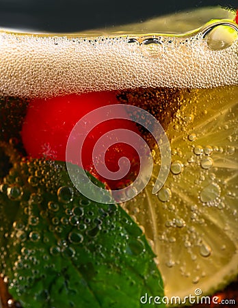 Cola With Lime , Cherry And Peppermint Royalty-Free Stock Image ...
