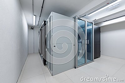 Cold Aisle Containment And In-row Cooling Rack Units Of Computer Data ...