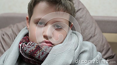 A Cold Boy Looks Sadly at the Camera. he Has the Flu Stock Footage ...