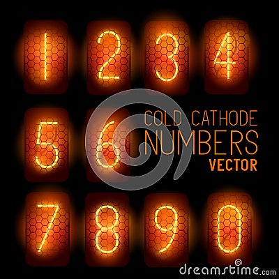 Cold Cathode Retro Display Numbers Cartoon Vector | CartoonDealer.com ...