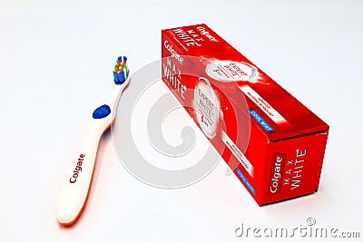 Colgate Max White Toothpaste Produced By Colgate-Palmolive Editorial ...