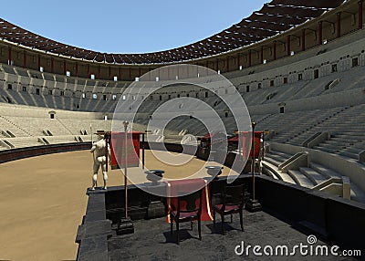Coliseum Amphitheater In Rome Reconstruction 3d Illustration Royalty ...
