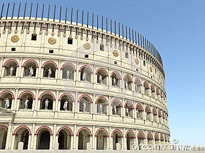 Coliseum Amphitheater In Rome Reconstruction 3d Illustration Royalty ...
