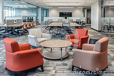 A Collaborative Open Office With Flexible Seating And Communal Work ...