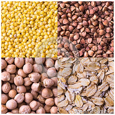 Collage Of Different Crops. Grain Crops Are The Basis Of Life For Both ...