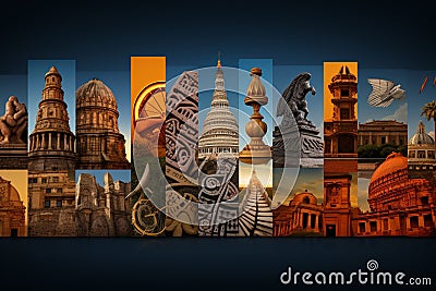 Collage Of Iconic Hispanic Landmarks And Stock Photography ...