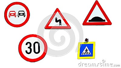 Collage With Several Traffic Signs Royalty-Free Stock Photo ...