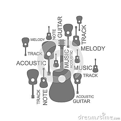 Collage Von Gitarren Und Von Text Vektor Abbildung - Bild: 49649540