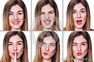 Collage Of Woman With Different Expressions Stock Photo | CartoonDealer ...