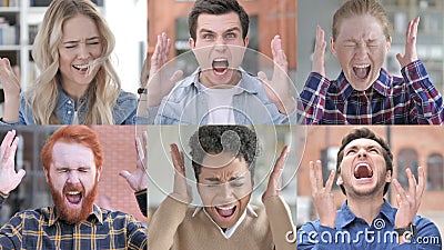 Collage of Young People Shouting in Anger Stock Video - Video of ...