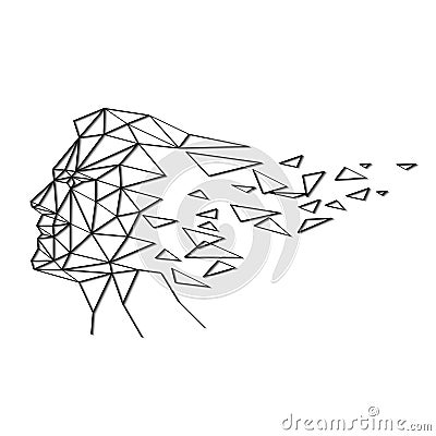 Collapsing Face Of A Man From Polygons Cartoon Vector | CartoonDealer ...
