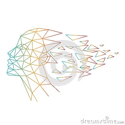 Collapsing Face Of A Man From Polygons Cartoon Vector | CartoonDealer ...