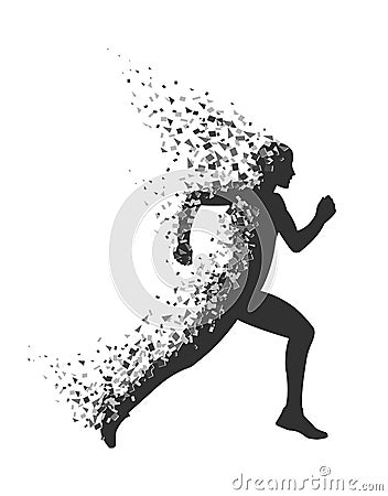 Collapsing Silhouette Of The Running Athlete Cartoon Vector ...