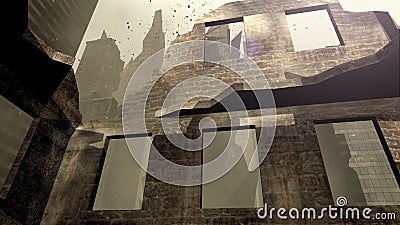 Collapsing Skyscraper in a Damaged City Stock Footage - Video of ...