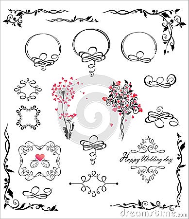 Collection Of Beautiful Wedding Frames And Headers Stock Vector - Image ...