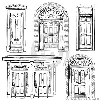 Collection Of Hand Drawn Vintage Doors. Stock Vector - Image: 73548479