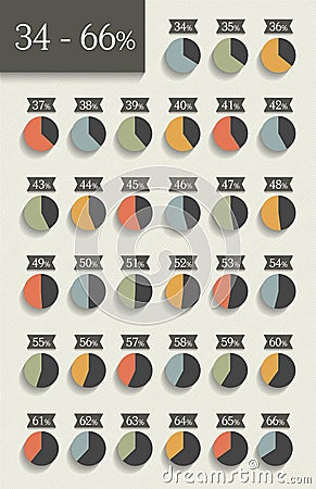 Collection Of Infographic Percentage Circle Charts. Vector Illustration ...