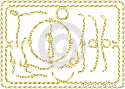 Collection Of Rope Knots, Corners And Frames Royalty Free Stock Photo ...