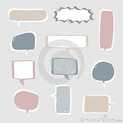 Collection Set Of Blank Hand Drawn Speech Bubble Balloon With Quotation ...