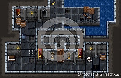 The Dungeon Top Down Game Tileset Vector Illustration | CartoonDealer ...