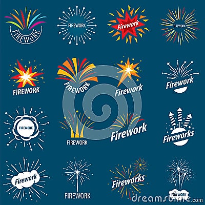 Collection Of Vector Logos For Fireworks Stock Vector - Image: 61112580