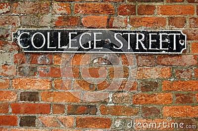 Rusty Metal High Street Road Sign on Brick Wall Stock Image - Image of ...