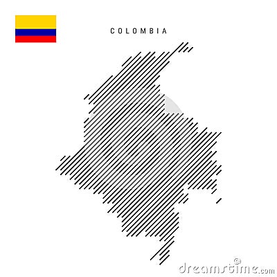 Colombia Map From Pattern Of Black Slanted Parallel Lines. Flat Vector ...