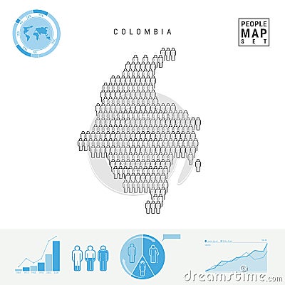 Colombia People Icon Map. Stylized Vector Silhouette Of Colombia ...